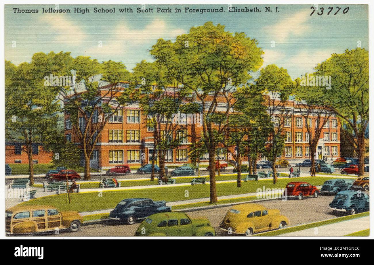 Thomas Jefferson high school with Scott Park in foreground, Elizabeth ...
