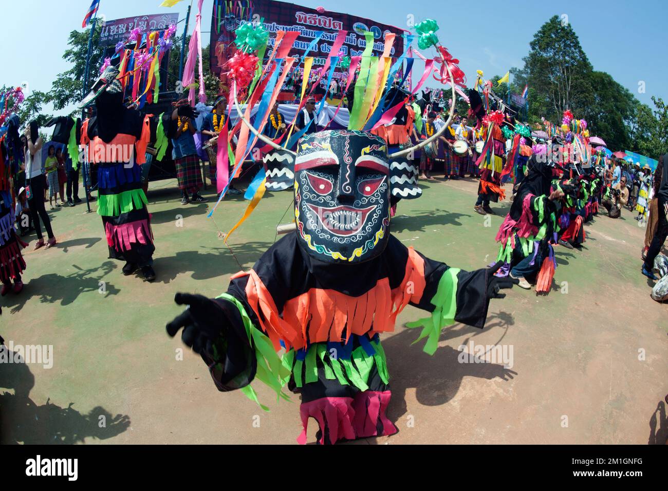 Traditional dance in Beun Duean Hok or Phi Khon Nam Festival,dance of ...
