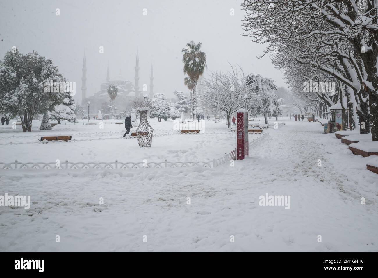 istanbul - turkey , December 9 2017 :Views from the street on a snowy ...