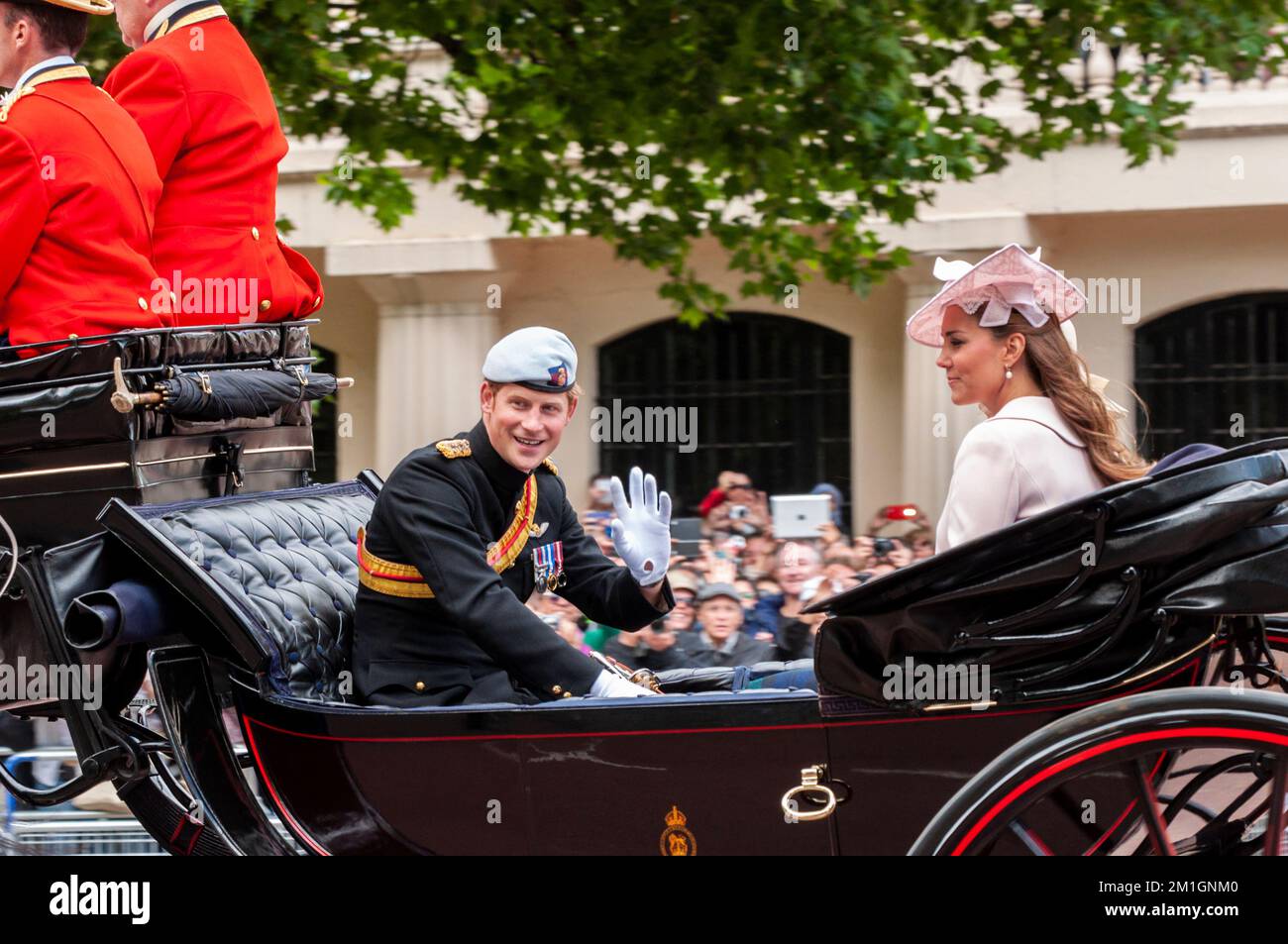 Prince Harry in uniform, in carriage with Kate, Duchess of Cambridge ...