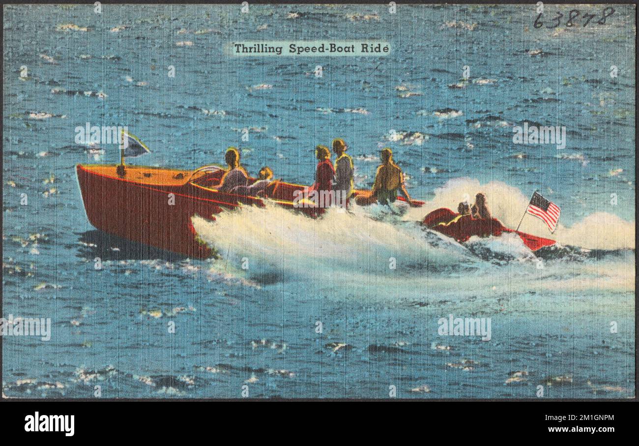 Thrilling speed-boat ride , Motorboats, Seas, Moonlight, Tichnor ...