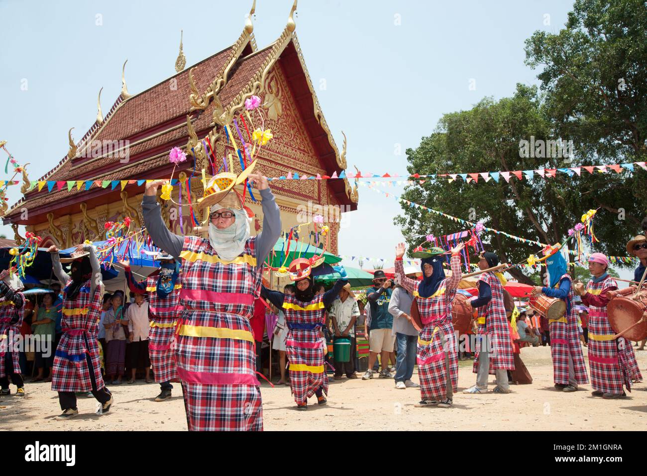 Traditional dance in Beun Duean Hok or Phi Khon Nam Festival,dance of ...