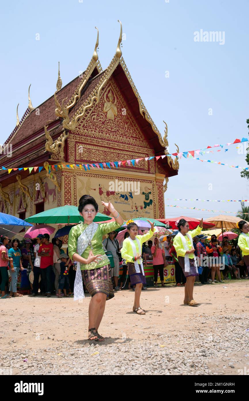 Traditional dance in Beun Duean Hok or Phi Khon Nam Festival,dance of ...