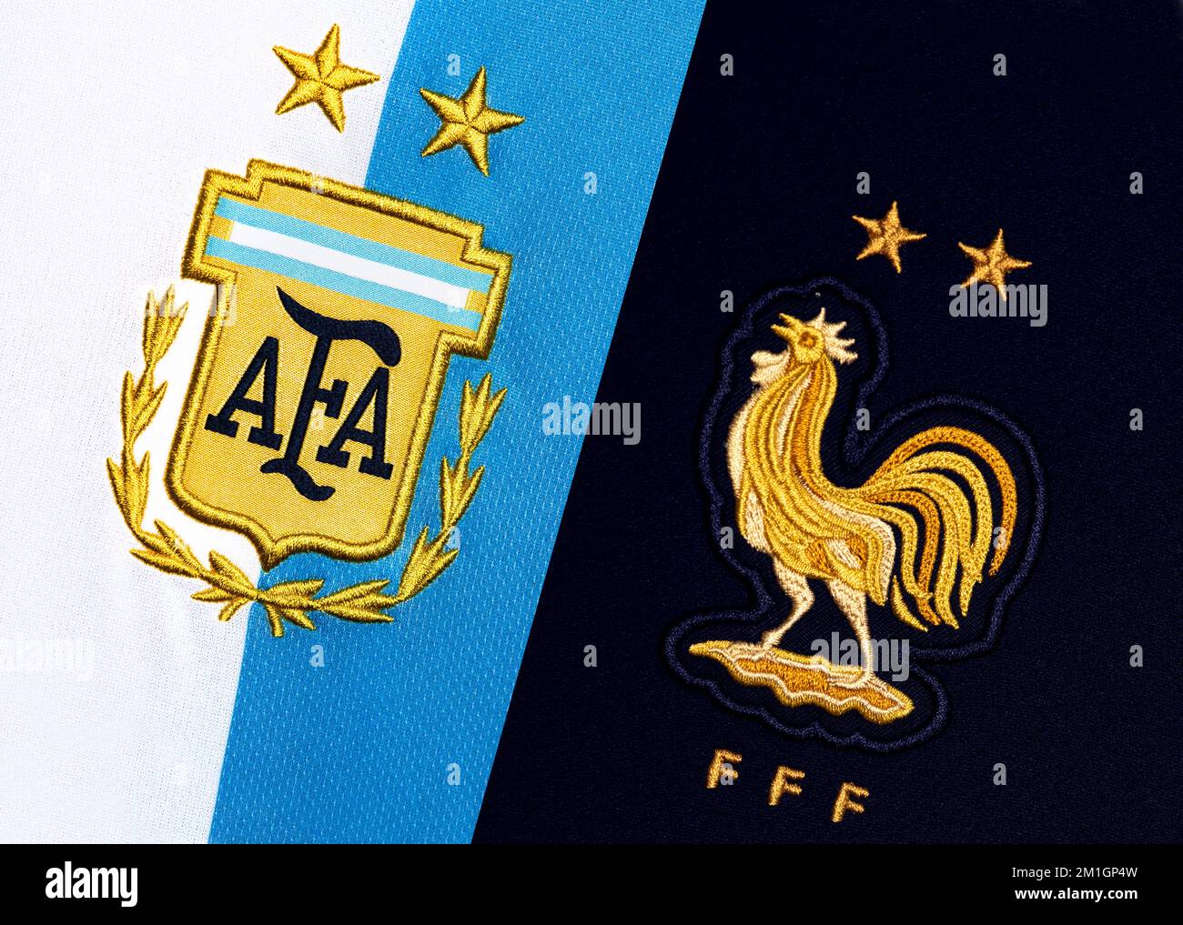 Close up of National Football team crest on home kit. FIFA World Cup ...
