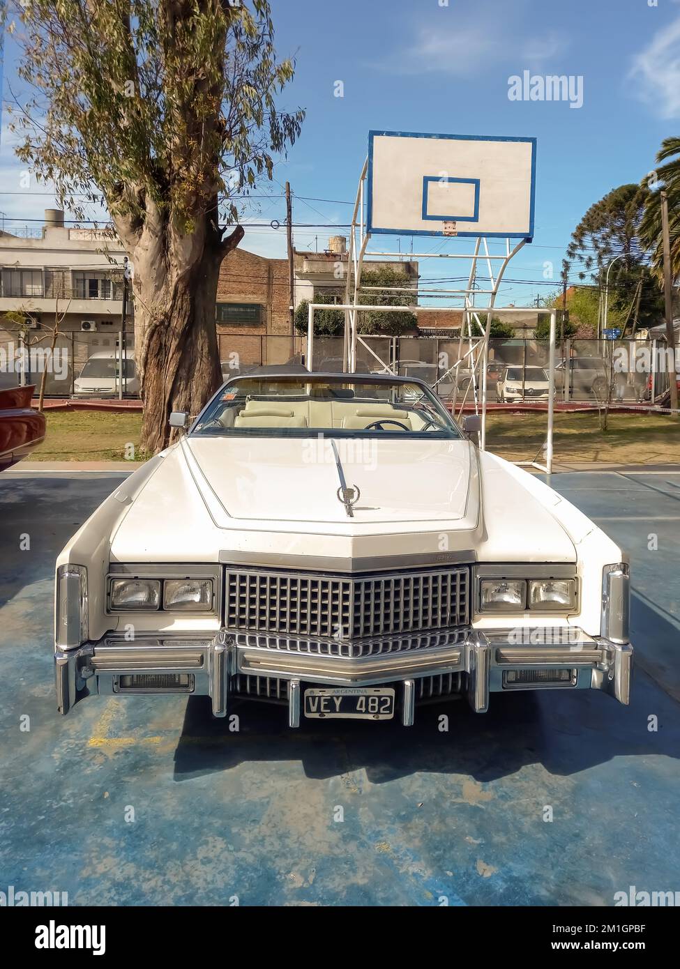 Lanus, Argentina - Sept 24, 2022: Old white 1976 Cadillac Eldorado ...