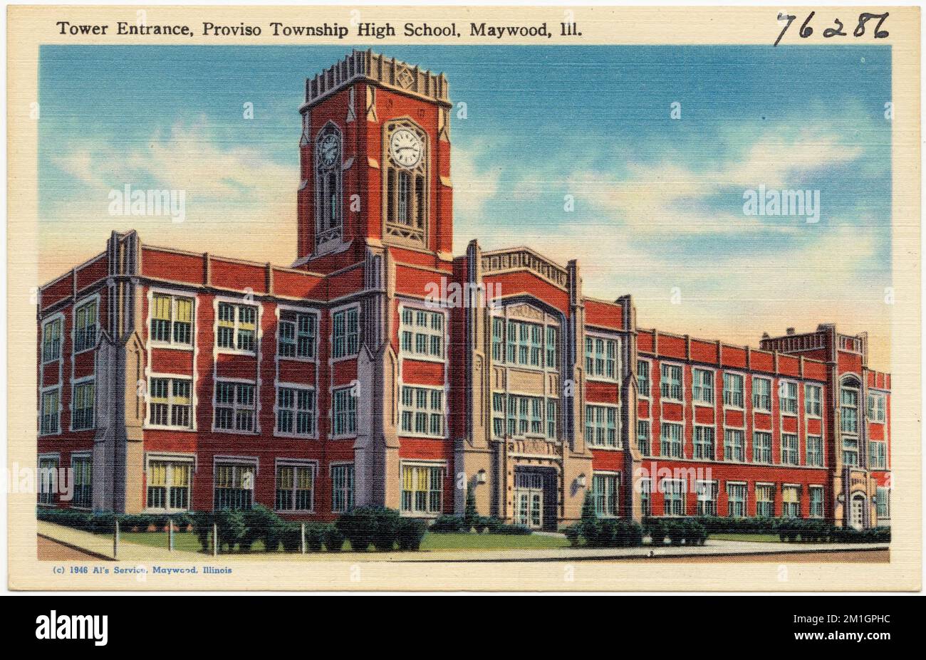 Tower entrance, Proviso Township High School, Maywood, Ill. , Schools ...