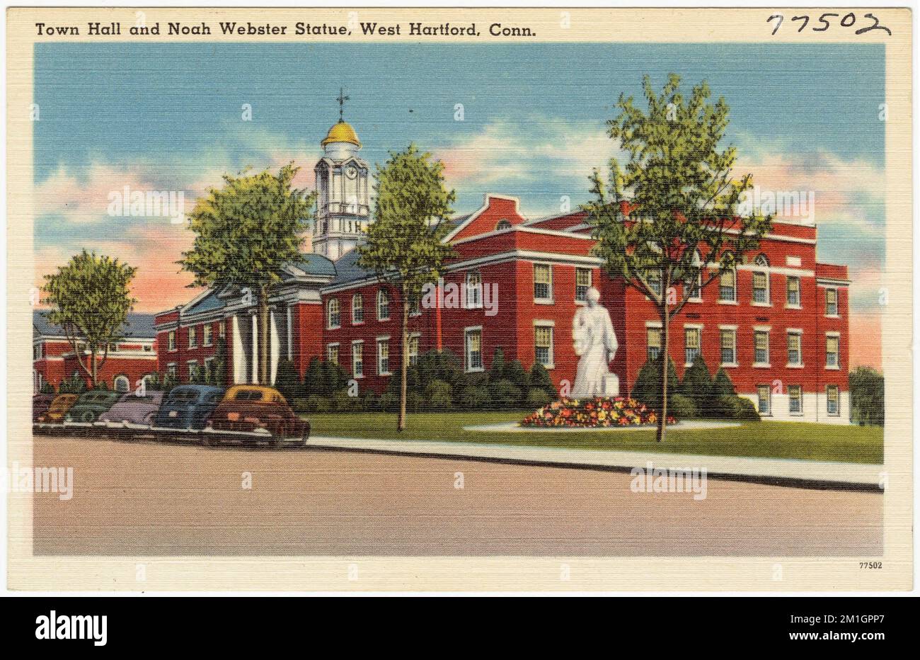 Town Hall and Noah Webster Statue, West Hartford, Conn. , City & town ...