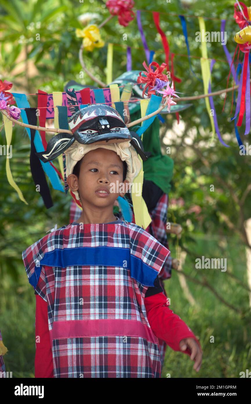 Dress of ghost in Beun Duean Hok traditional of Phi Khon Nam Festival ...