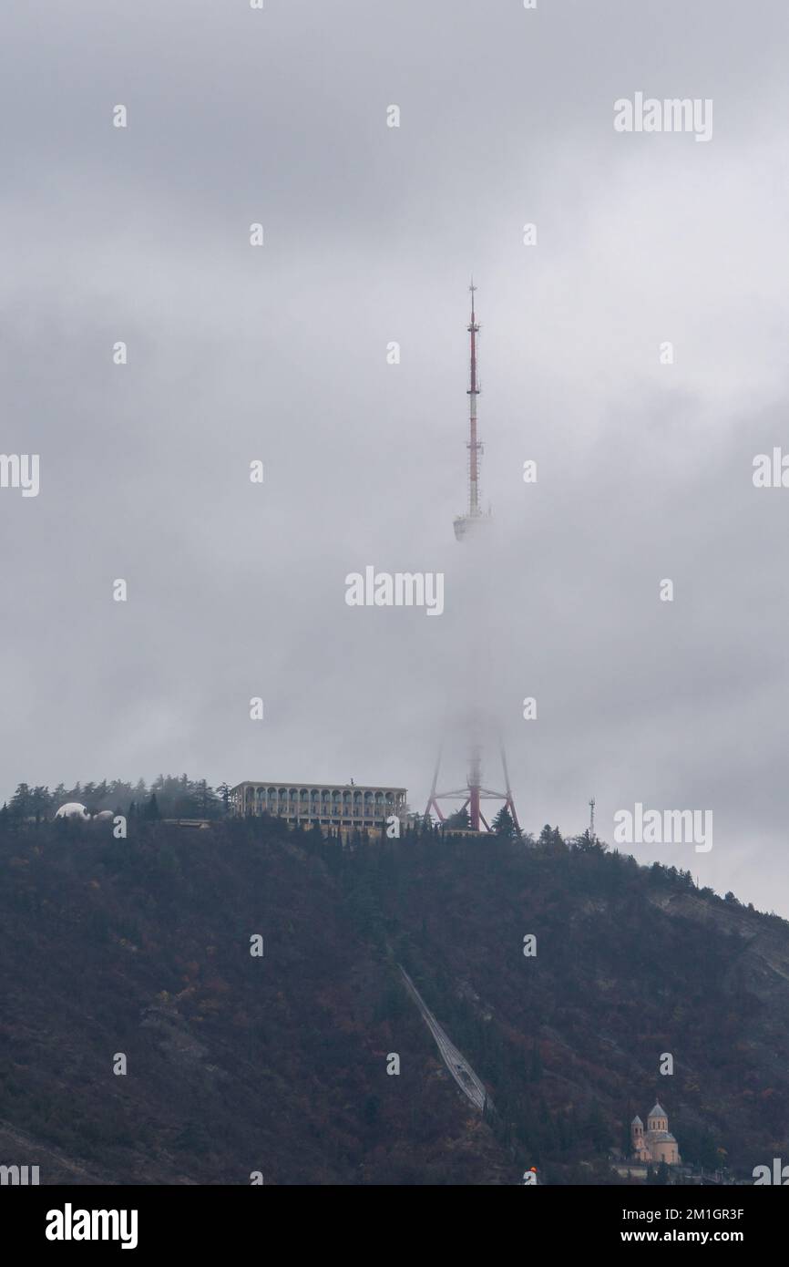 Tbilisi TV tower on Mount Mtatsminda - Georgia Stock Photo - Alamy