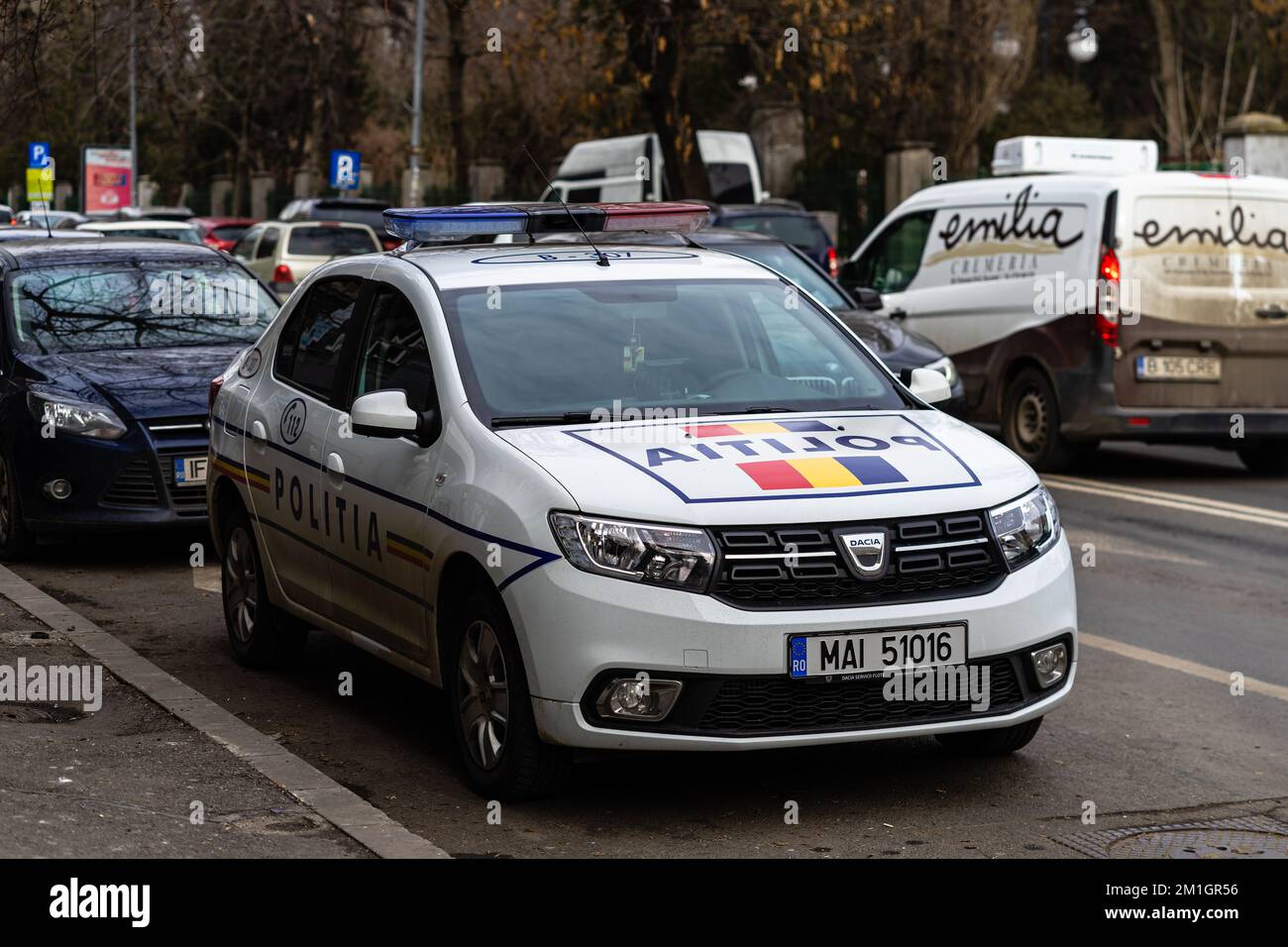Romanian Police Car (Politia Rutiera) in Bucharest traffic, Romania ...