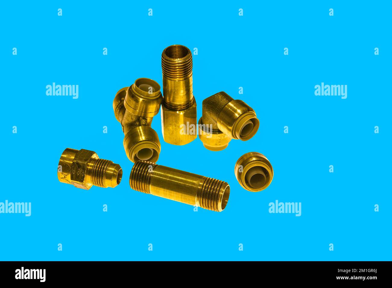 Bronze pipes with and withoutthreads, for the work of a plumber threads ...