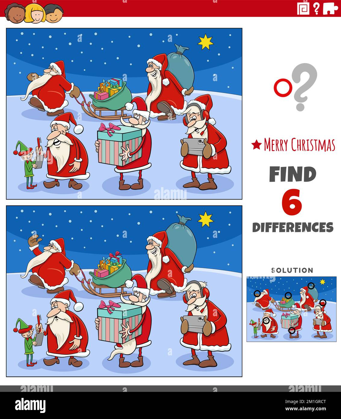 Cartoon illustration of finding differences between pictures ...
