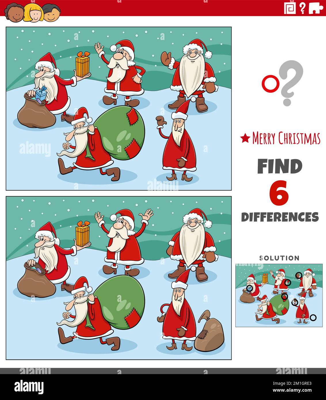 Cartoon illustration of finding differences between pictures ...