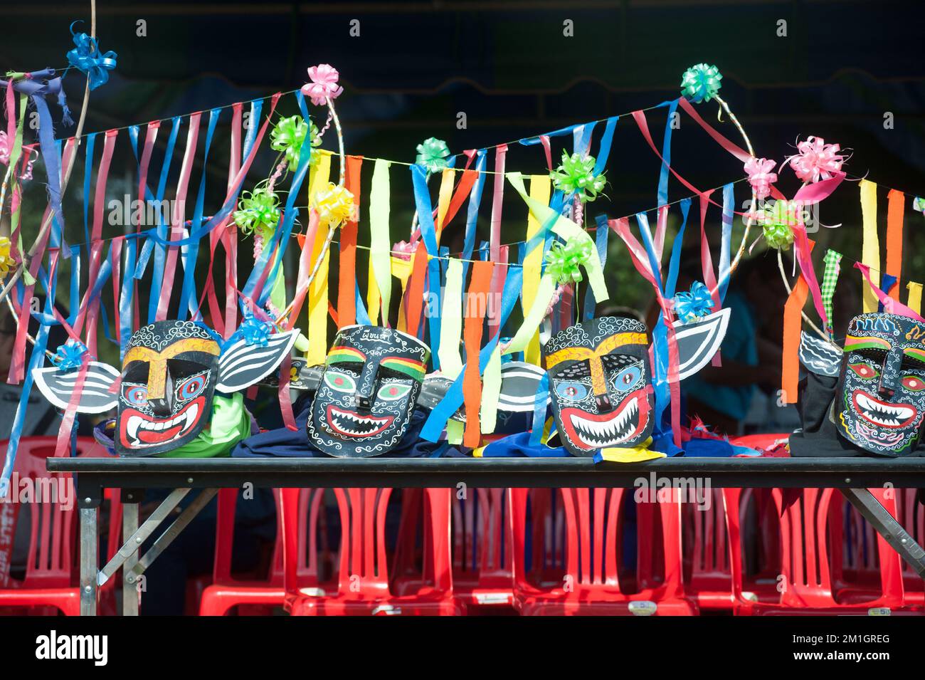 Mask of ghost in Beun Duean Hok traditional of Phi Khon Nam Festival ...