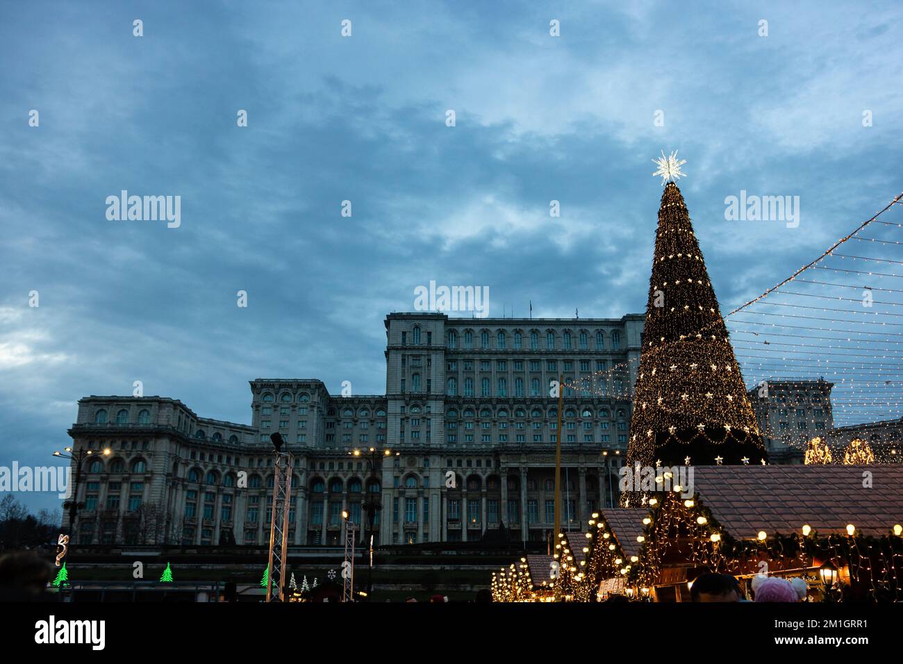 Bucharest Christmas market - Detail of Christmas tree Stock Photo - Alamy
