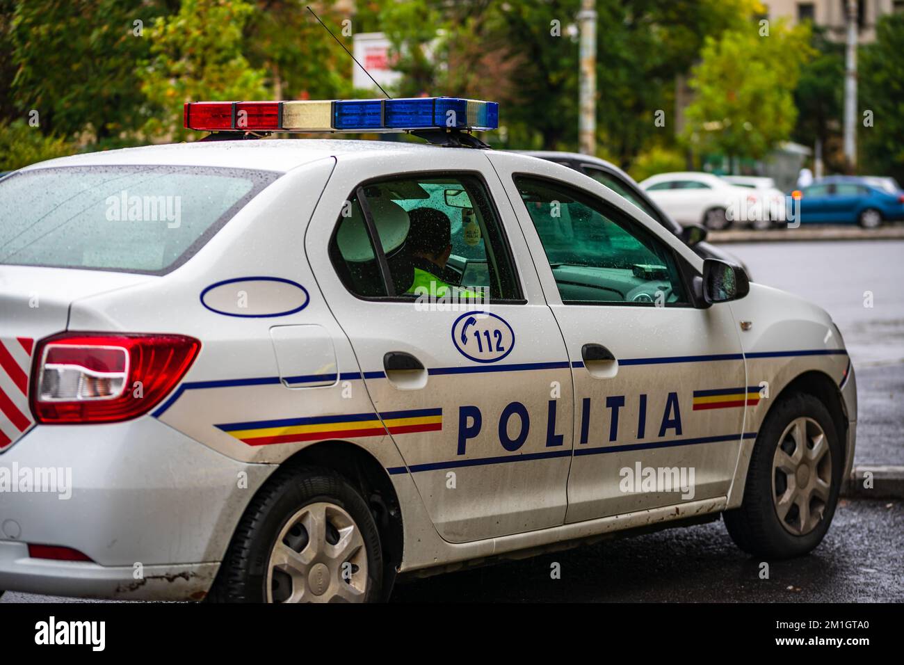 Romanian Police Car (Politia Rutiera) in Bucharest traffic, Romania ...