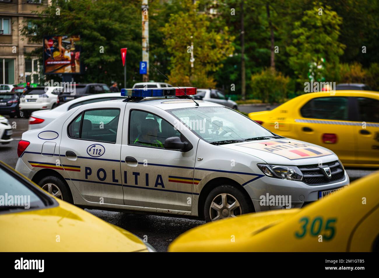 Romanian Police Car (Politia Rutiera) in Bucharest traffic, Romania ...