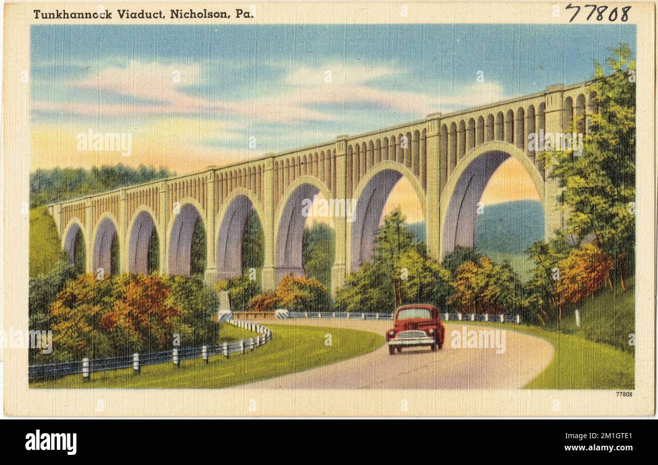 Tunkhannock Viaduct, Nicholson, Pa. , Bridges, Tichnor Brothers ...