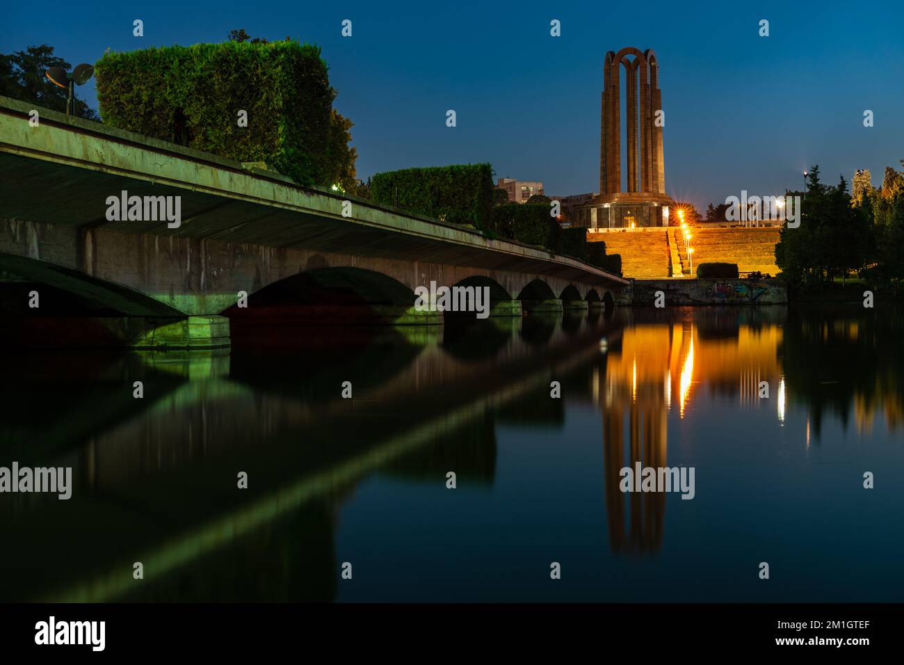 National Heroes Memorial at night in Carol Park - Bucharest, Romania ...
