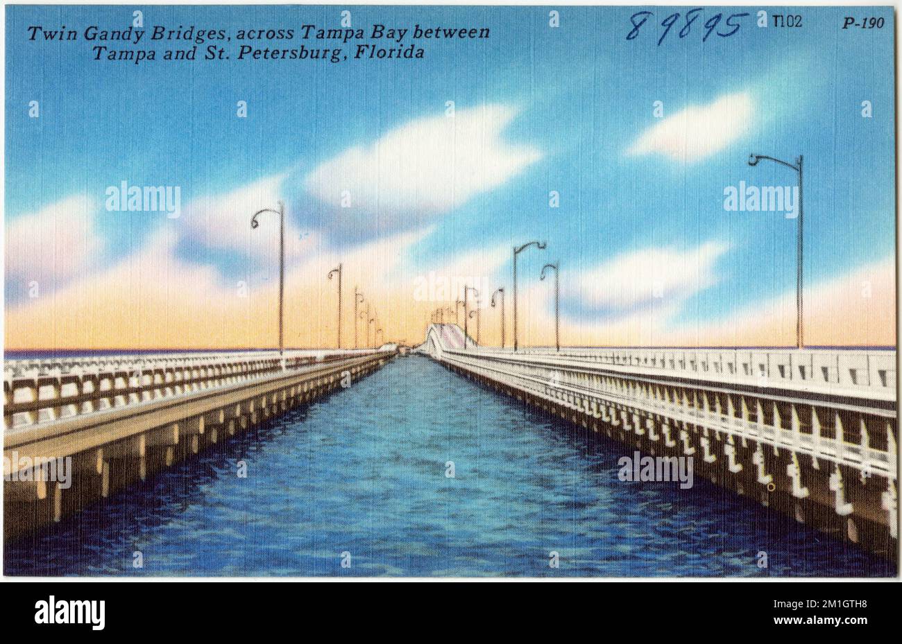 Twin Gandy Bridges, across Tampa Bay between Tampa and St. Petersburg ...