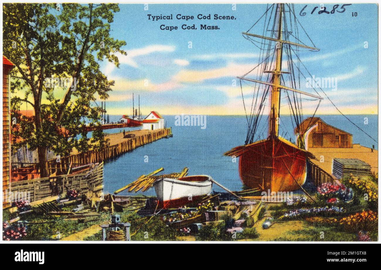 Typical Cape Cod scene, Cape Cod, Mass. , Piers & wharves, Boats ...