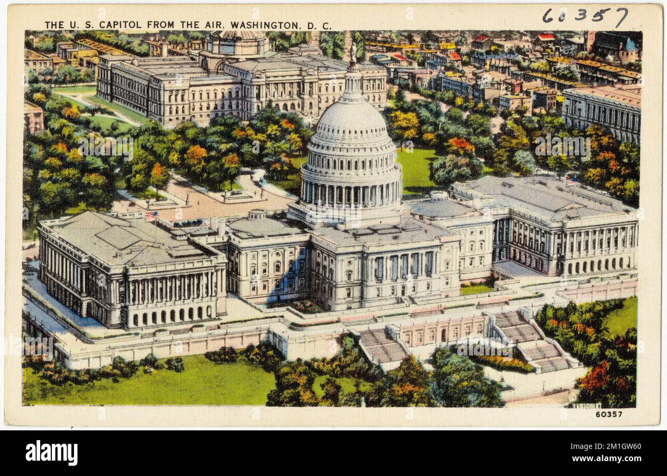 The U. S. Capitol, from the air, Washington, D. C. , Capitols, Tichnor ...