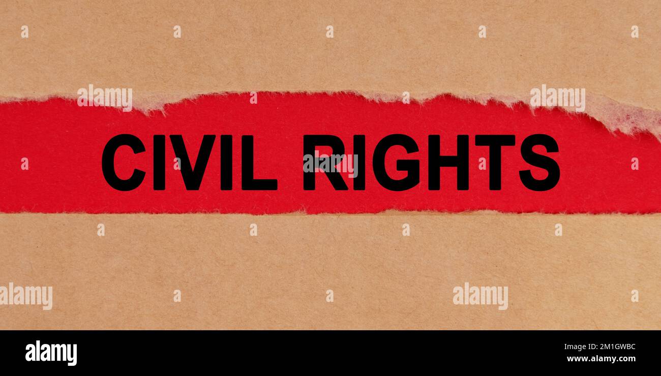 Law concept. Among the torn sheets of paper on a red background, the ...