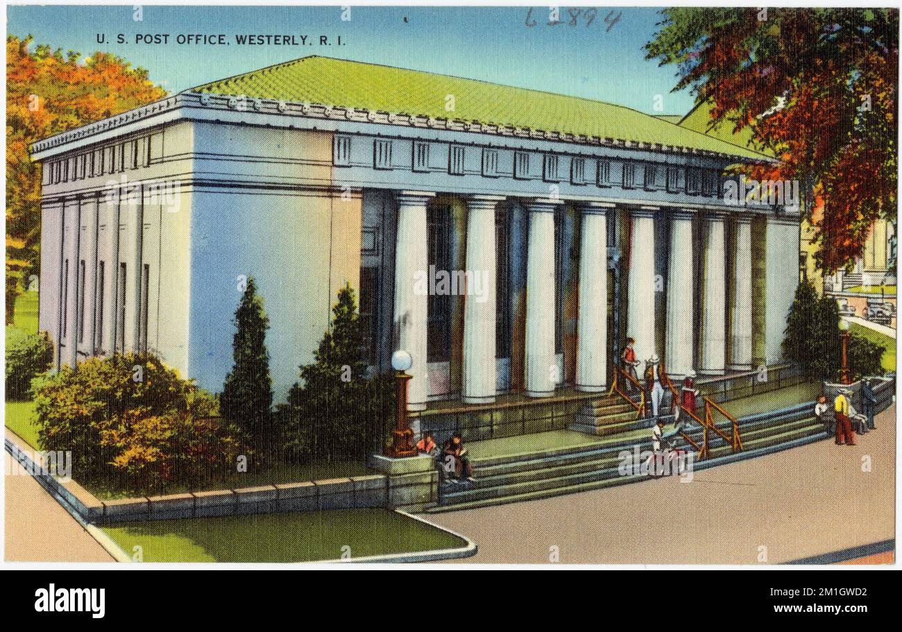 U. S. Post Office, Westerly, R.I. , Post offices, Tichnor Brothers ...