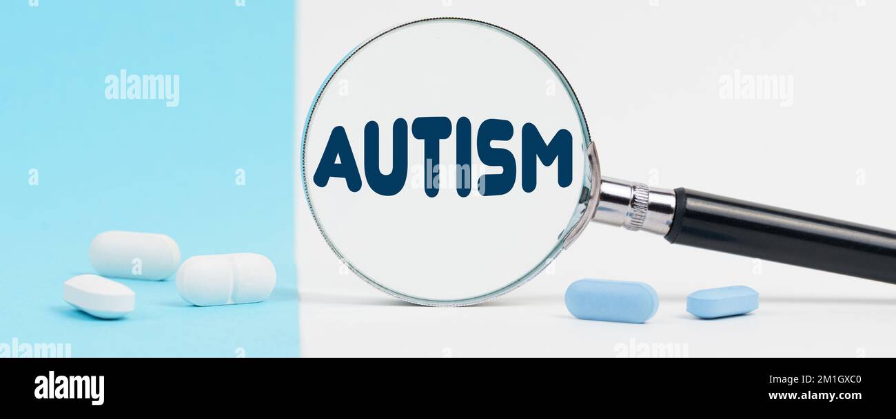 Medicine and health concept. On a blue and white background, there are ...