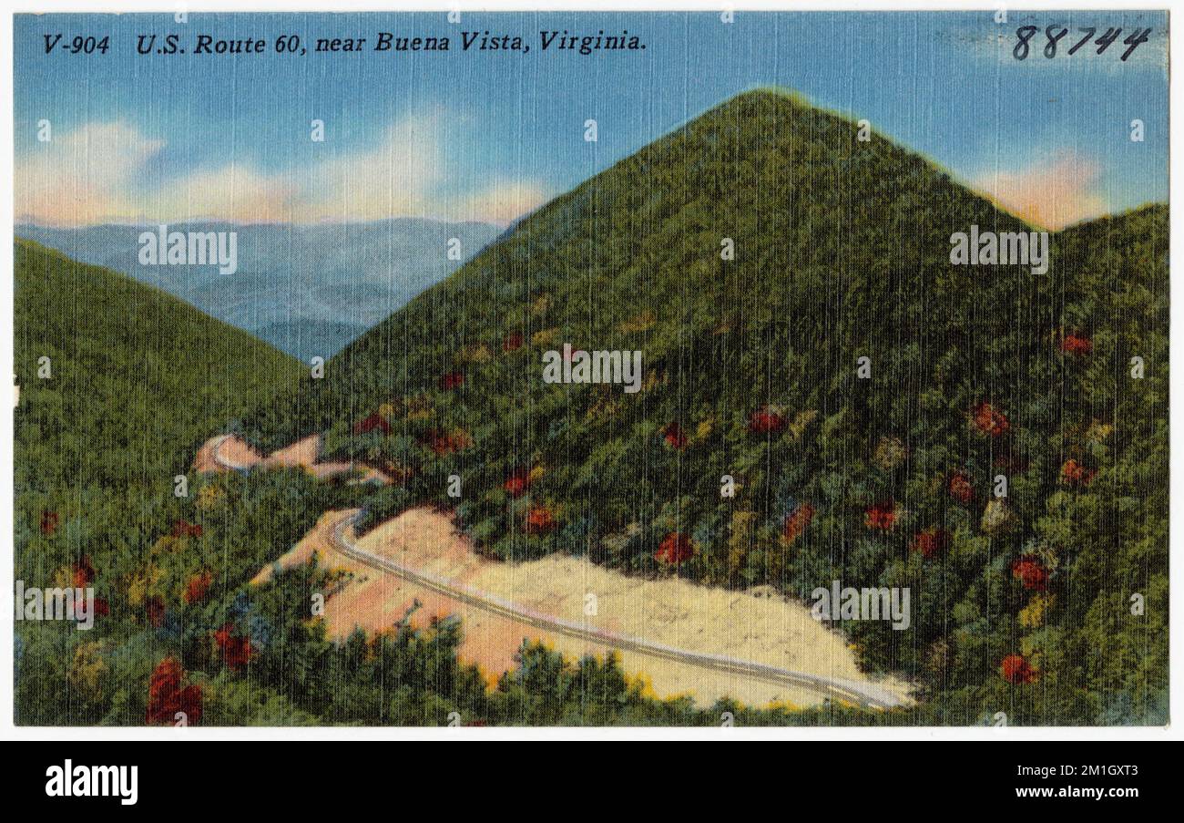 U.S. Route 60, near Buena Vista, Virginia. , Mountains, Tichnor ...