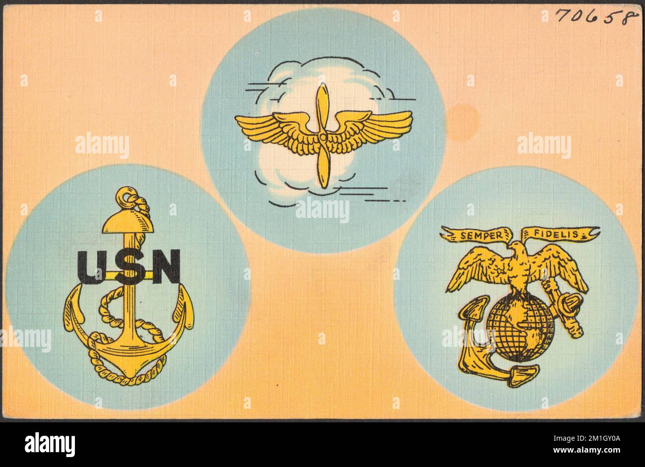 USN. Semper Fidelis , Insignia, Tichnor Brothers Collection, postcards ...