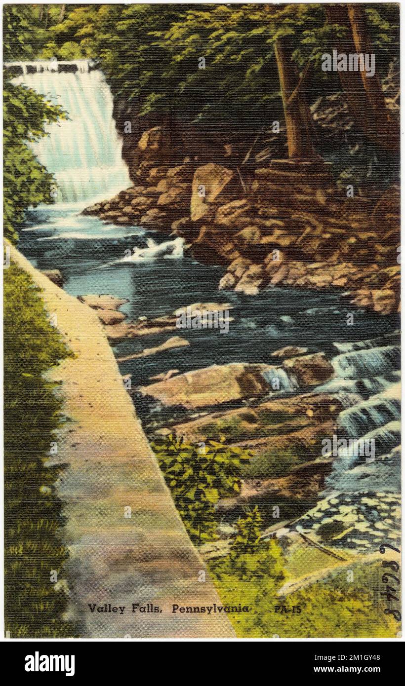 Valley Falls, Pennsylvania , Waterfalls, Tichnor Brothers Collection ...