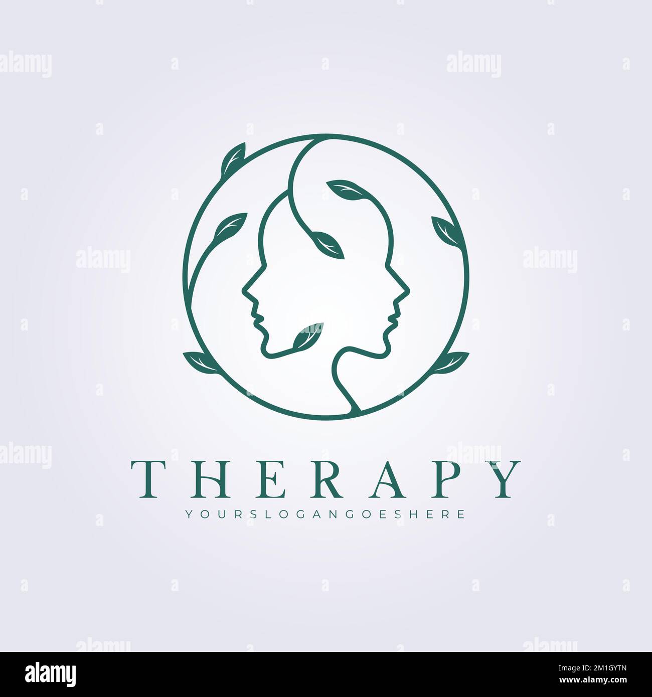 A vector of therapy logo template with green leaves in white background ...