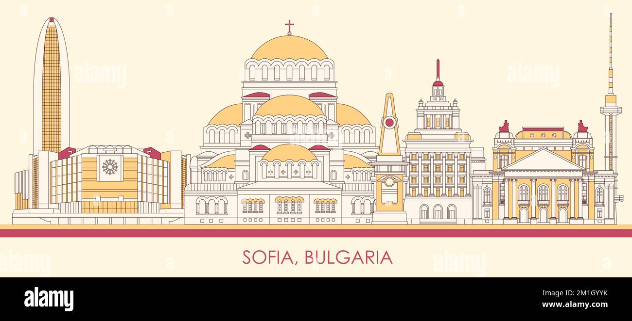 Cartoon Skyline panorama of city of Sofia, Bulgaria - vector ...
