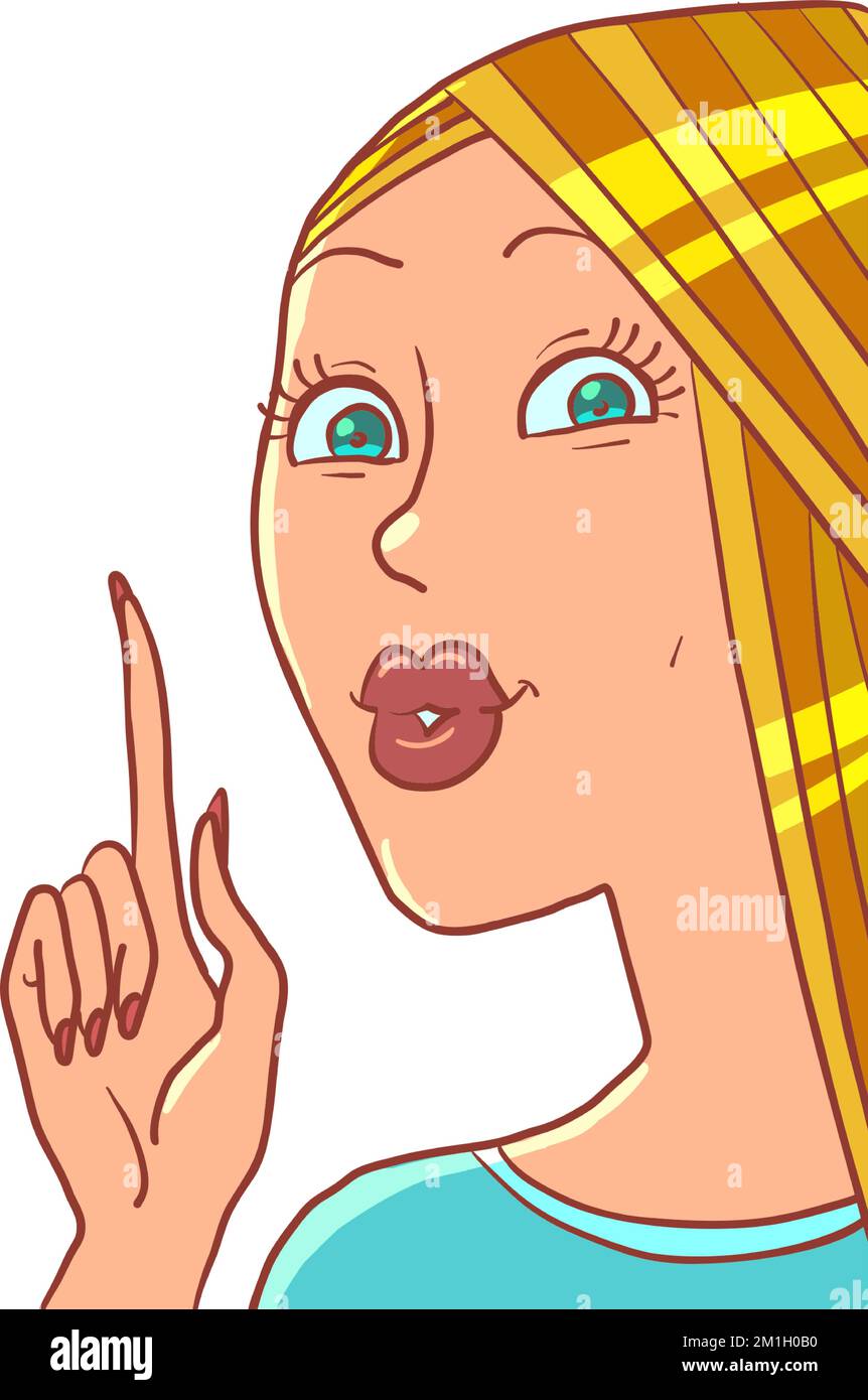 Woman attention gesture, smile. Warning, stop articulation Stock Vector ...