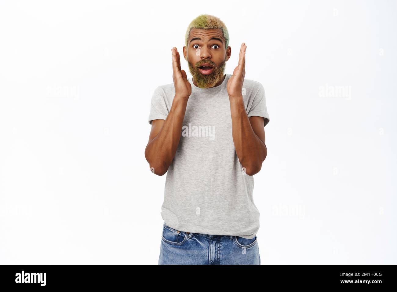 Oh my gosh. Shocked african american man looking speechless, startled ...