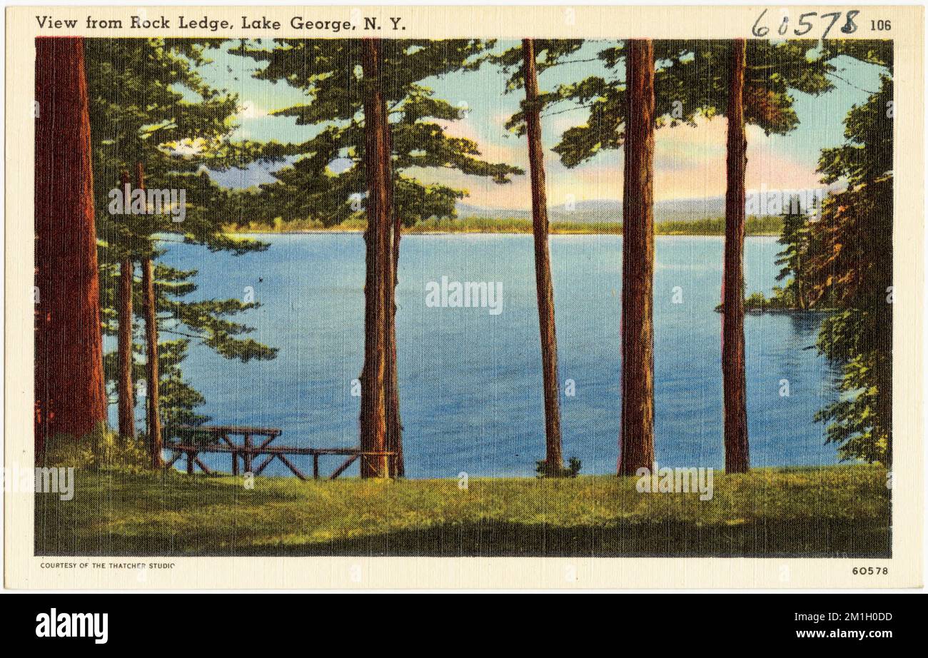 View from Rock Ledge, Lake George, N. Y. , Lakes & ponds, Tichnor ...
