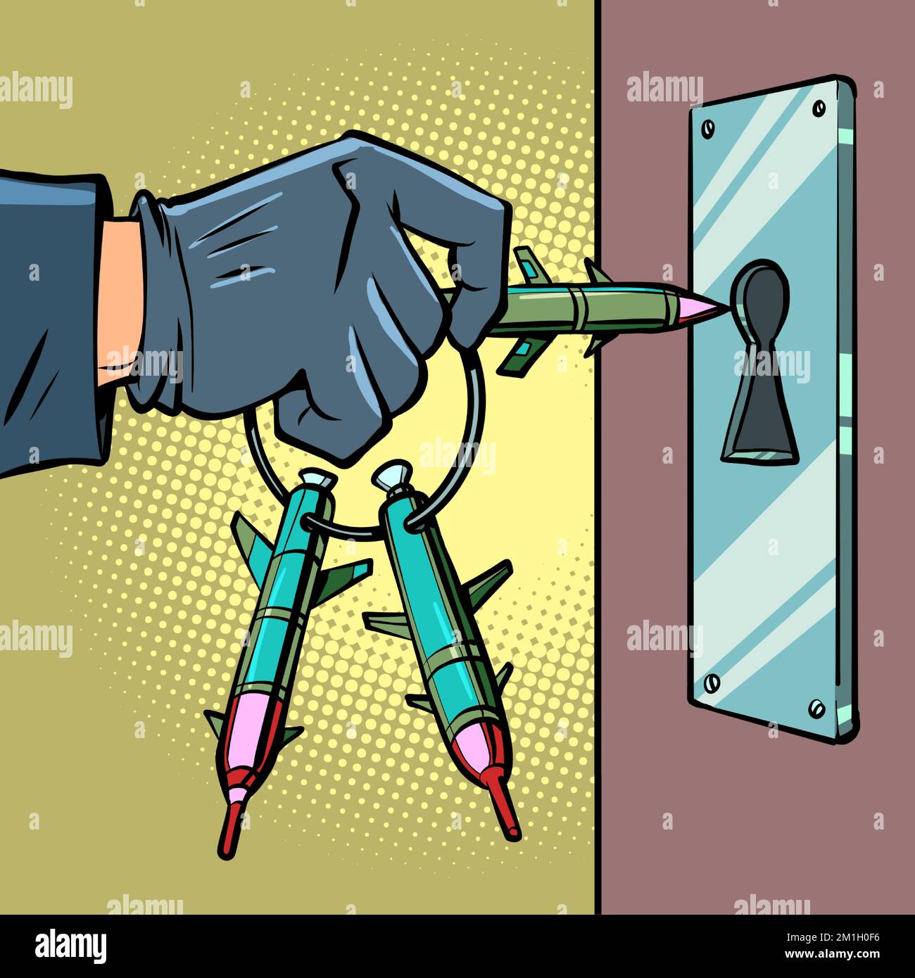 A thief holds a lock pick in his hand Comic cartoon pop art retro Stock ...