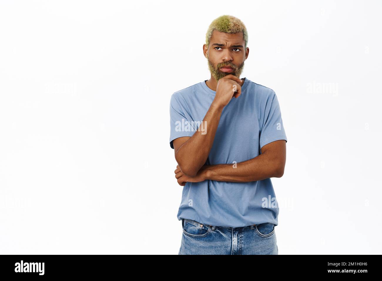 Portrait of serious man thinking, making decision, standing thoughtful ...