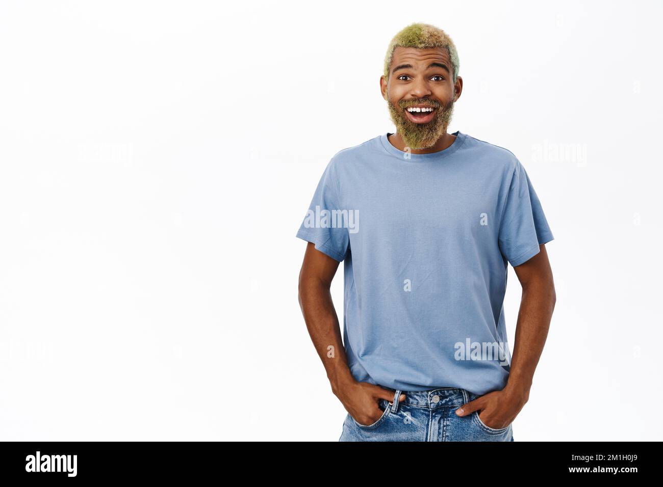 Image of handsome african american man with yellow beard and hairstyle ...