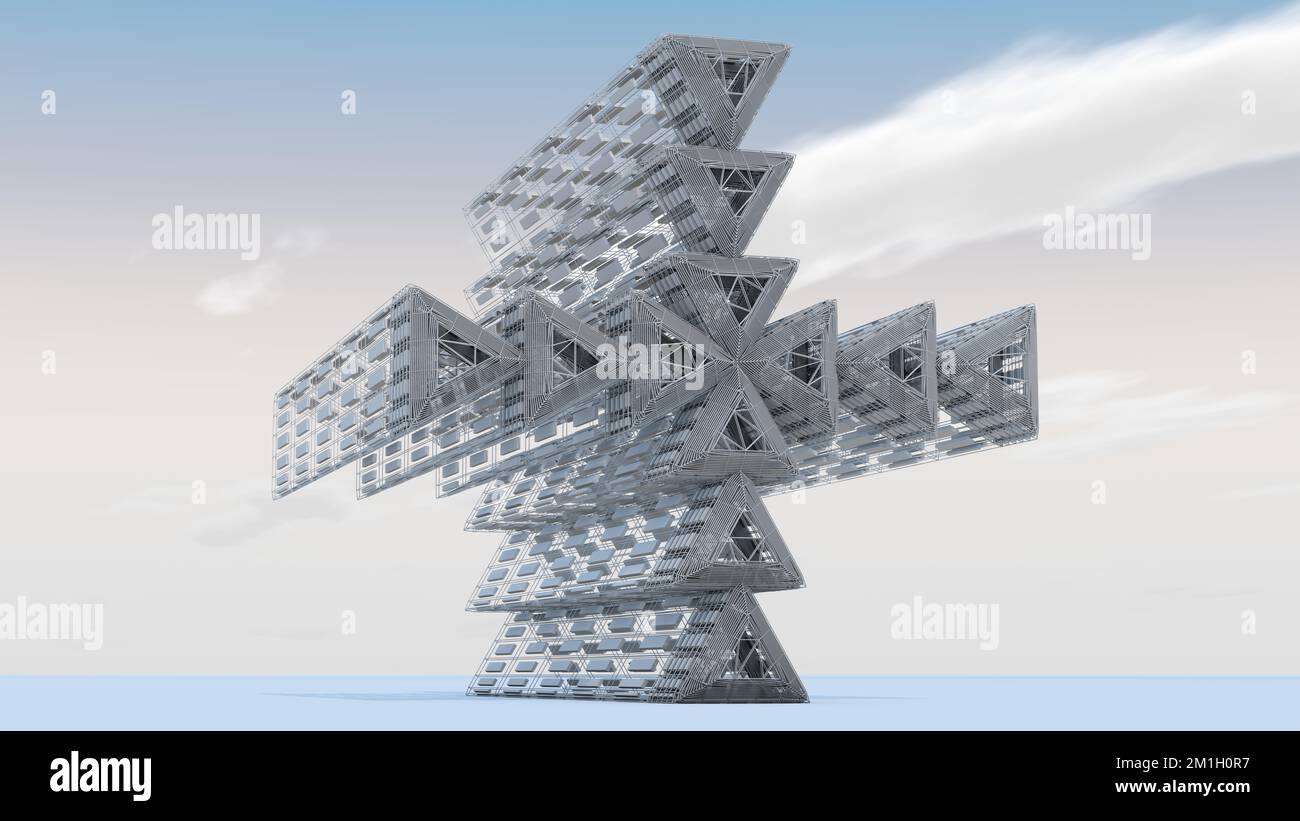 A 3D Illustration of an architectural structure based on a Christian ...