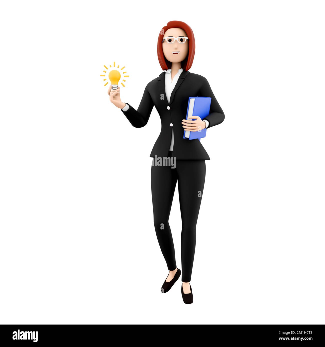 3d Render Businesswoman Walking 3d Rendering Woman Holding Documents 5486