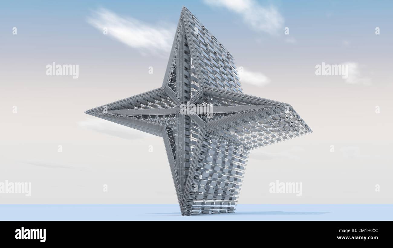 A 3D Illustration of an architectural structure based on a Christian ...