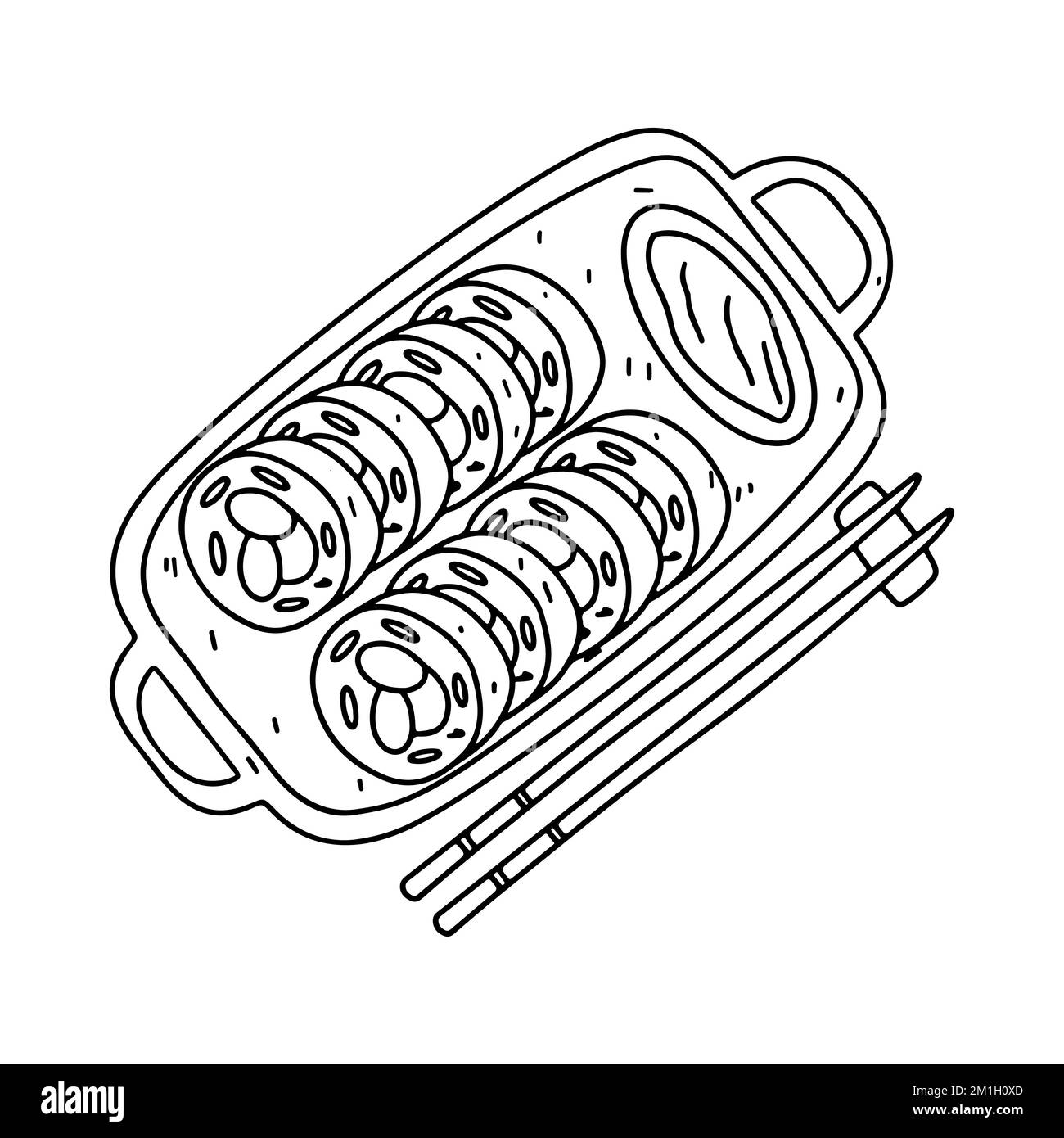 Tasty sushi on plate Black and White Stock Photos & Images - Alamy