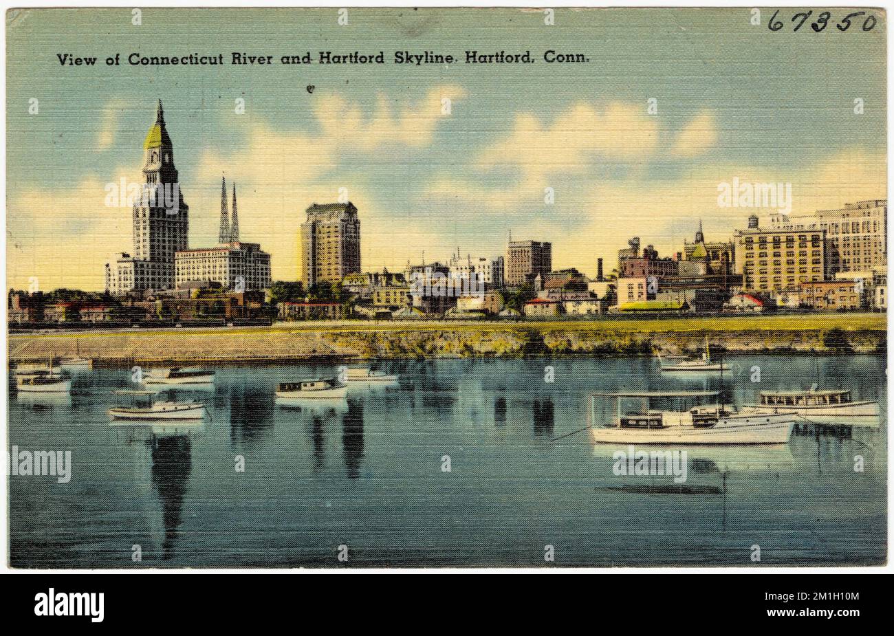 View of Connecticut River and Hartford Skyline, Hartford, Conn ...