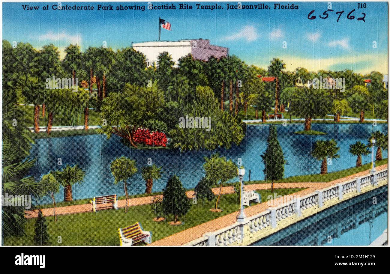 View of Confederate Park showing Scottish Rite Temple, Jacksonville ...