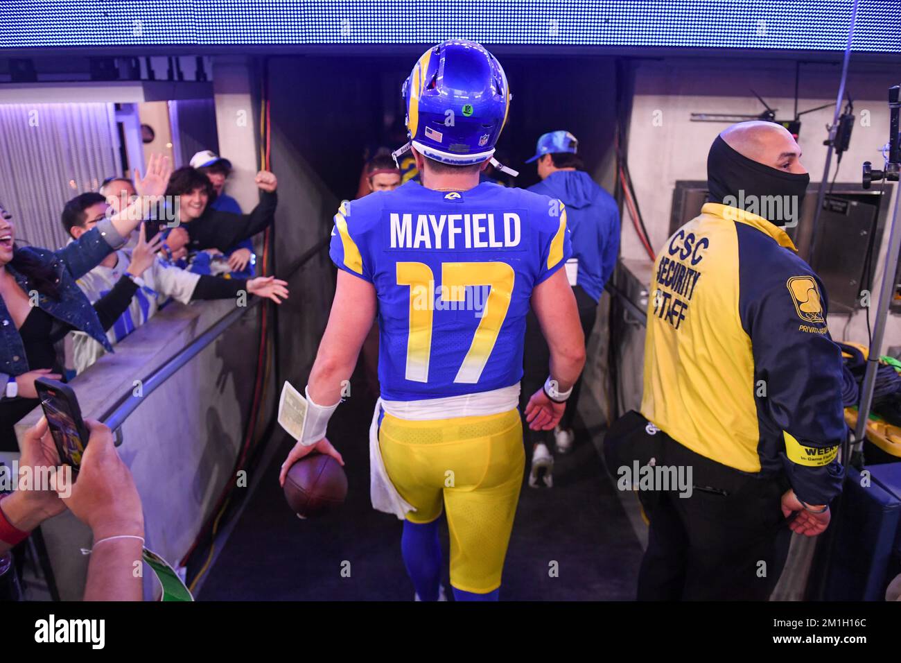 Los Angeles Rams quarterback Baker Mayfield (17) celebrates after ...