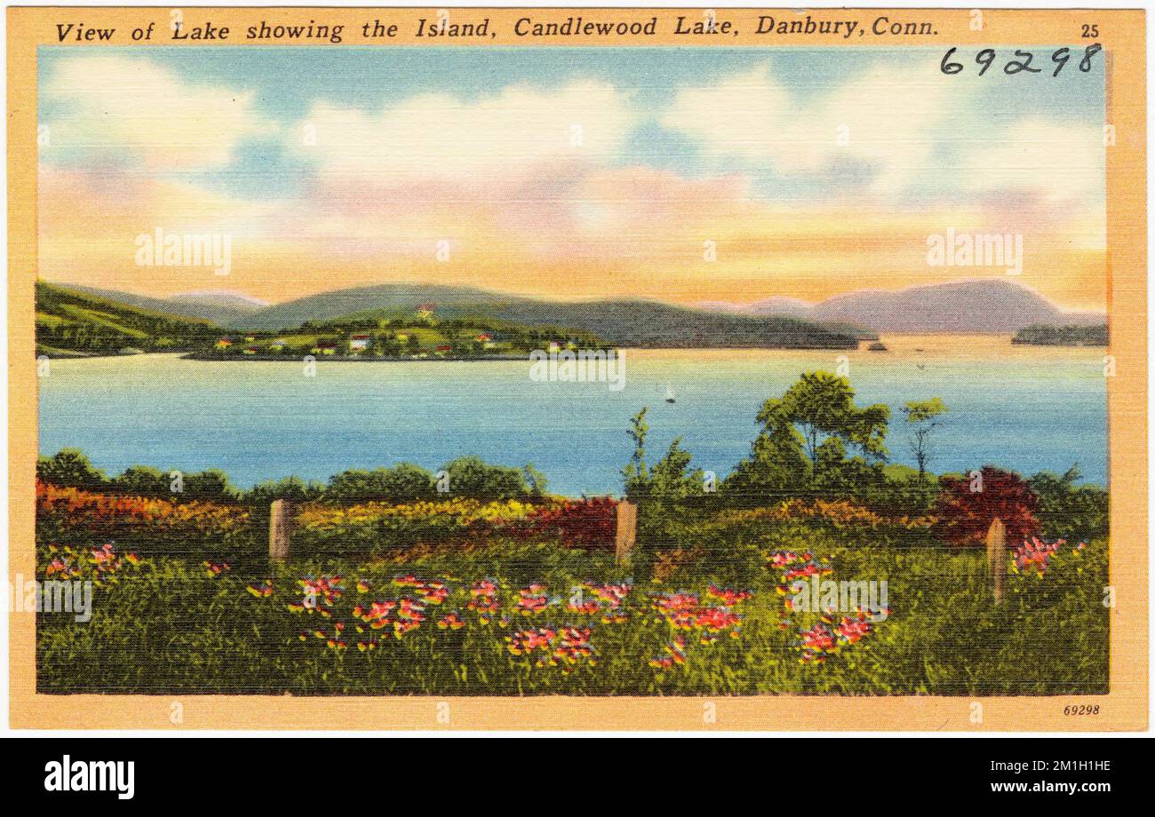 View of Lake showing the Island, Candlewood Lake, Danbury, Conn ...