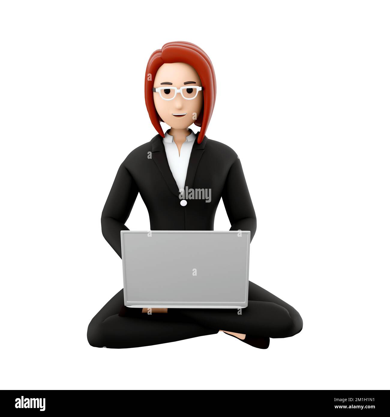 3d render woman sitting on floor. 3d rendering thinking woman. 3d ...