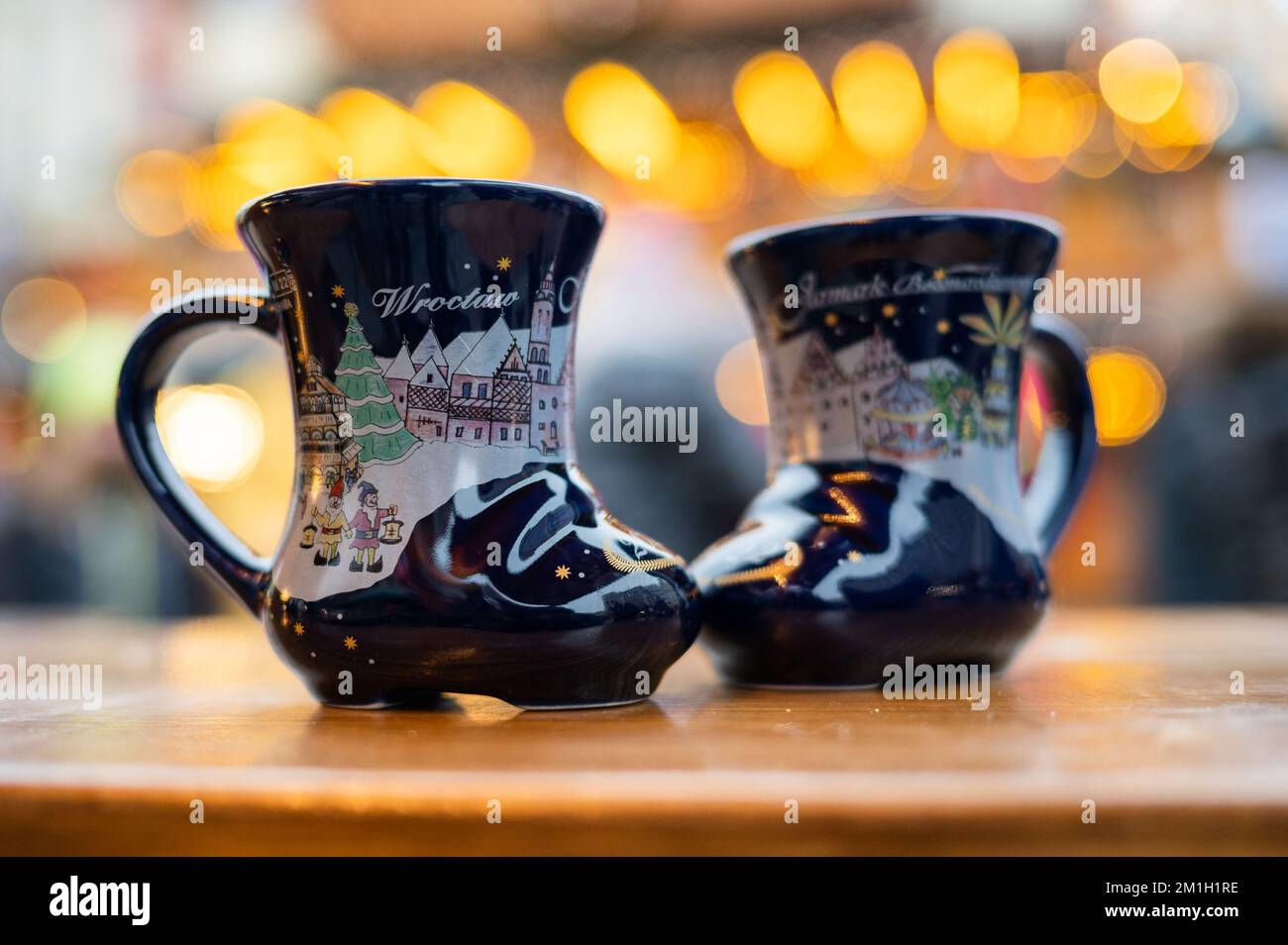WROCLAW; POLAND - DECEMBER 11; 2022: Souvenir cups from the annual ...